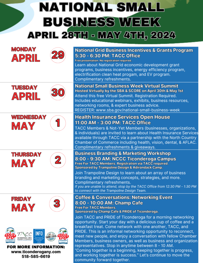 Ticonderoga Area Chamber of Commerce | National Small Business Week ...