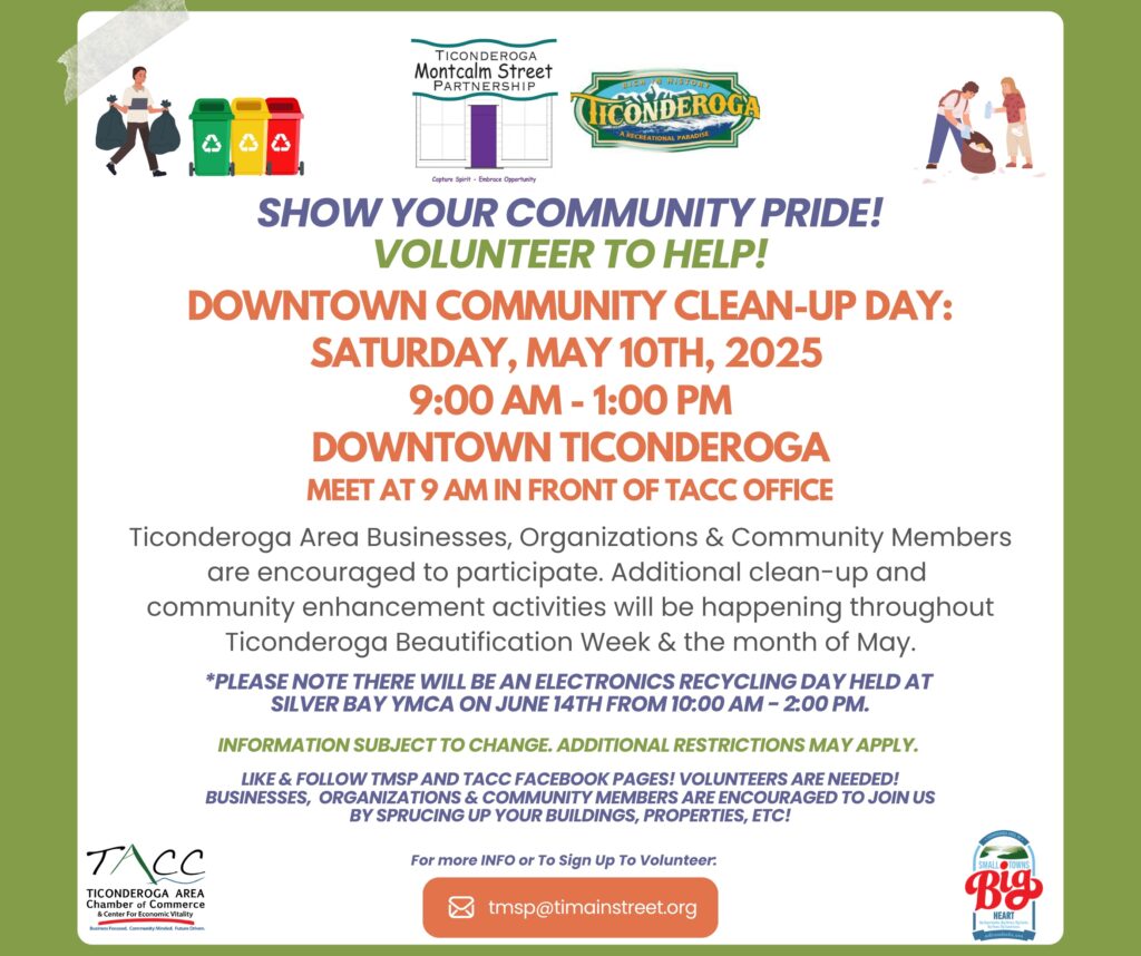 Ticonderoga Area Chamber of Commerce | Spring Clean Up Day to be held ...