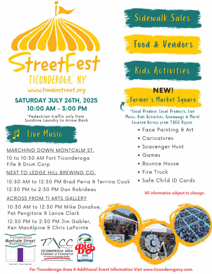 Ticonderoga Area Chamber of Commerce | 16th Annual StreetFest: A Must ...